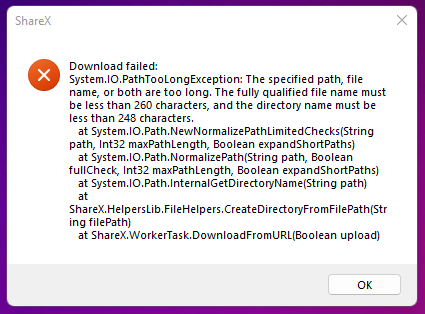 bug: chrome extension -> ShareX with long image url causes System.IO.PathTooLongException ...